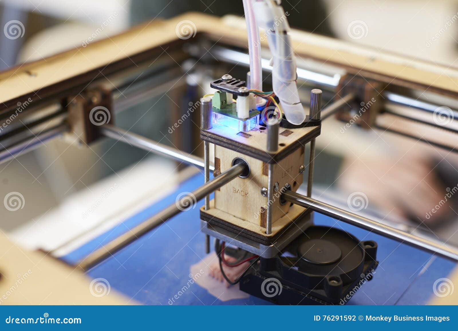 Close Up of 3D Printer Operating in Design Studio Stock Photo - Image ...
