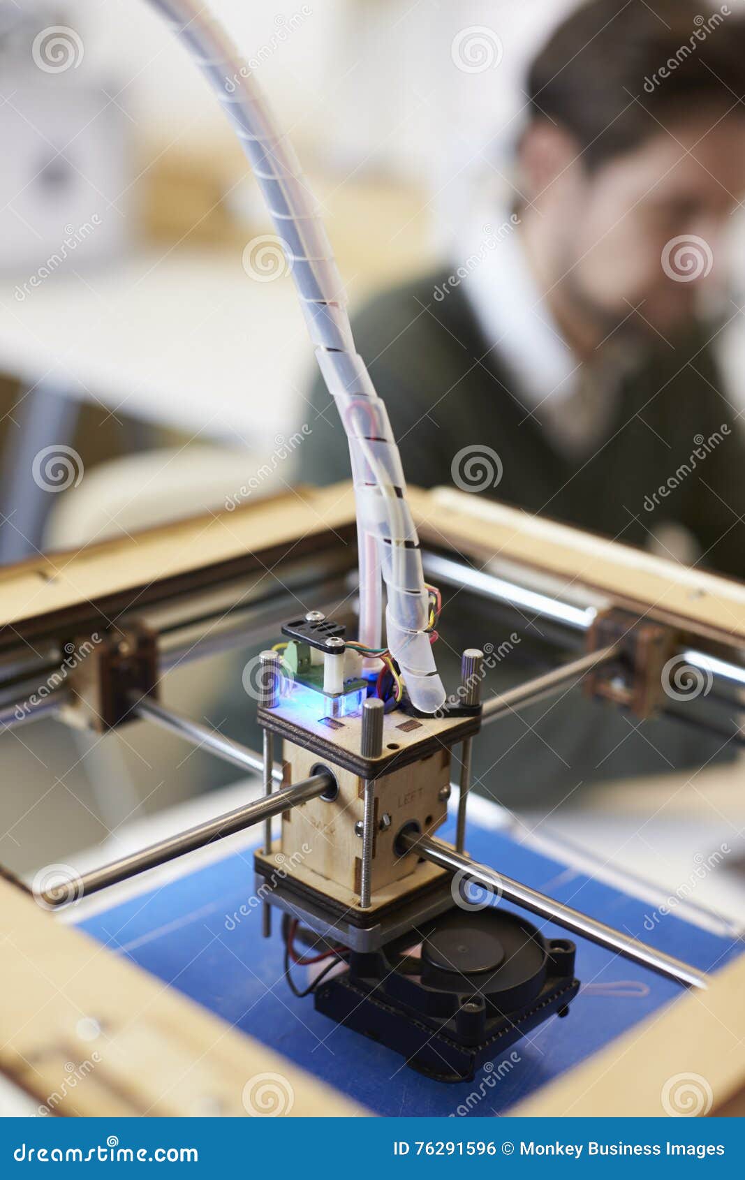 Close Up of 3D Printer Operating in Design Studio Stock Photo - Image ...