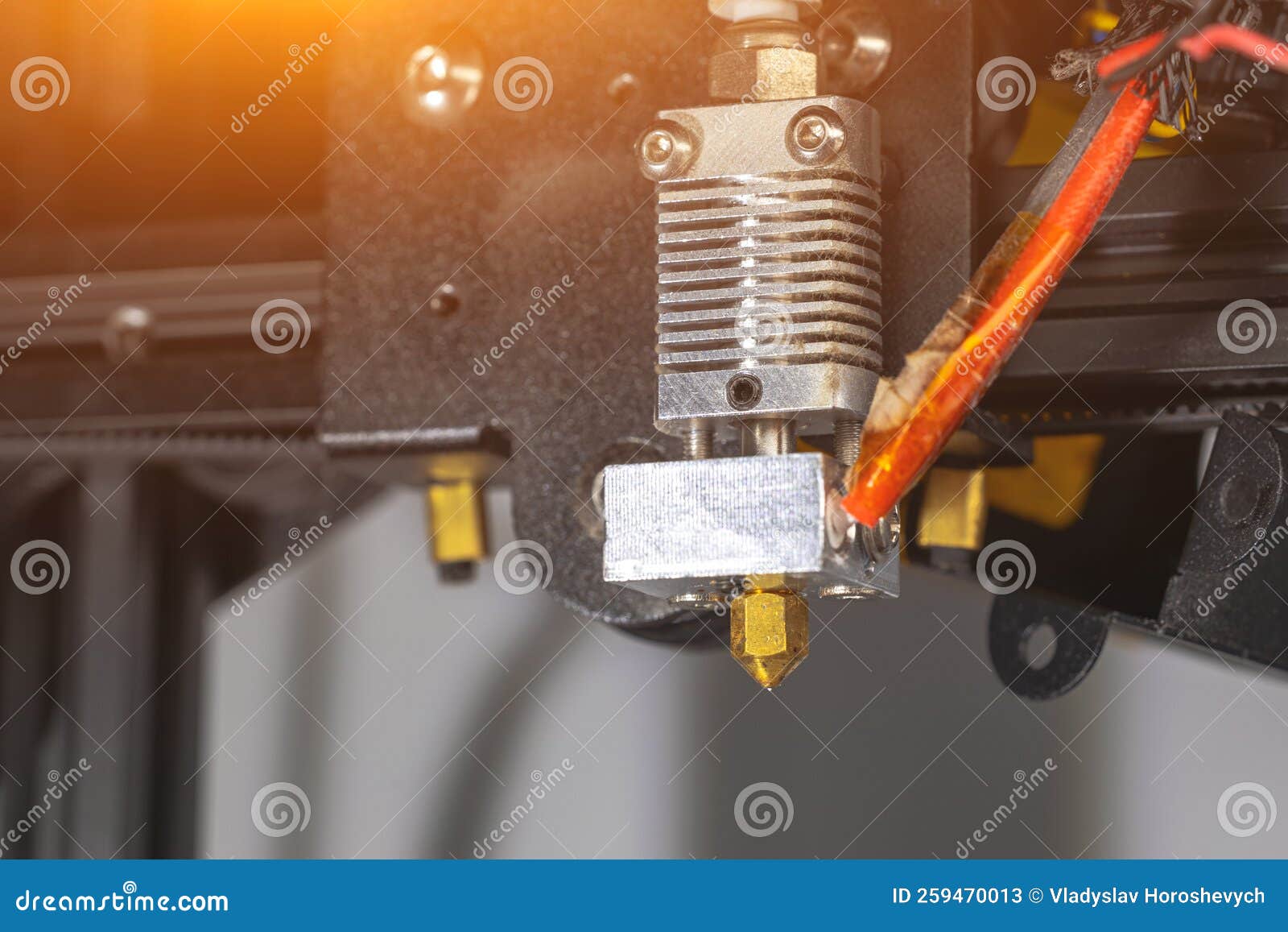 Close-up of a 3D Printer Printhead, Hotend and Extruder from a 3D ...