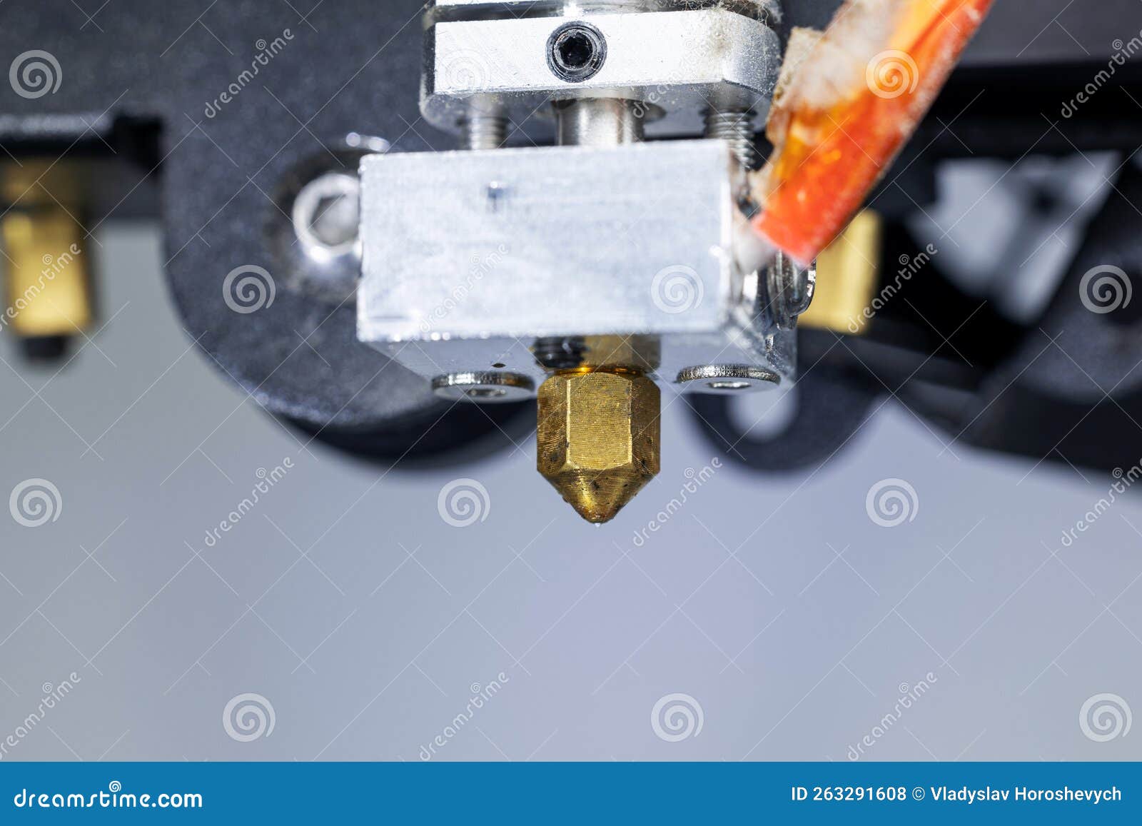 Close-up of a 3D Printer Printhead, Hotend and Extruder from a 3D ...