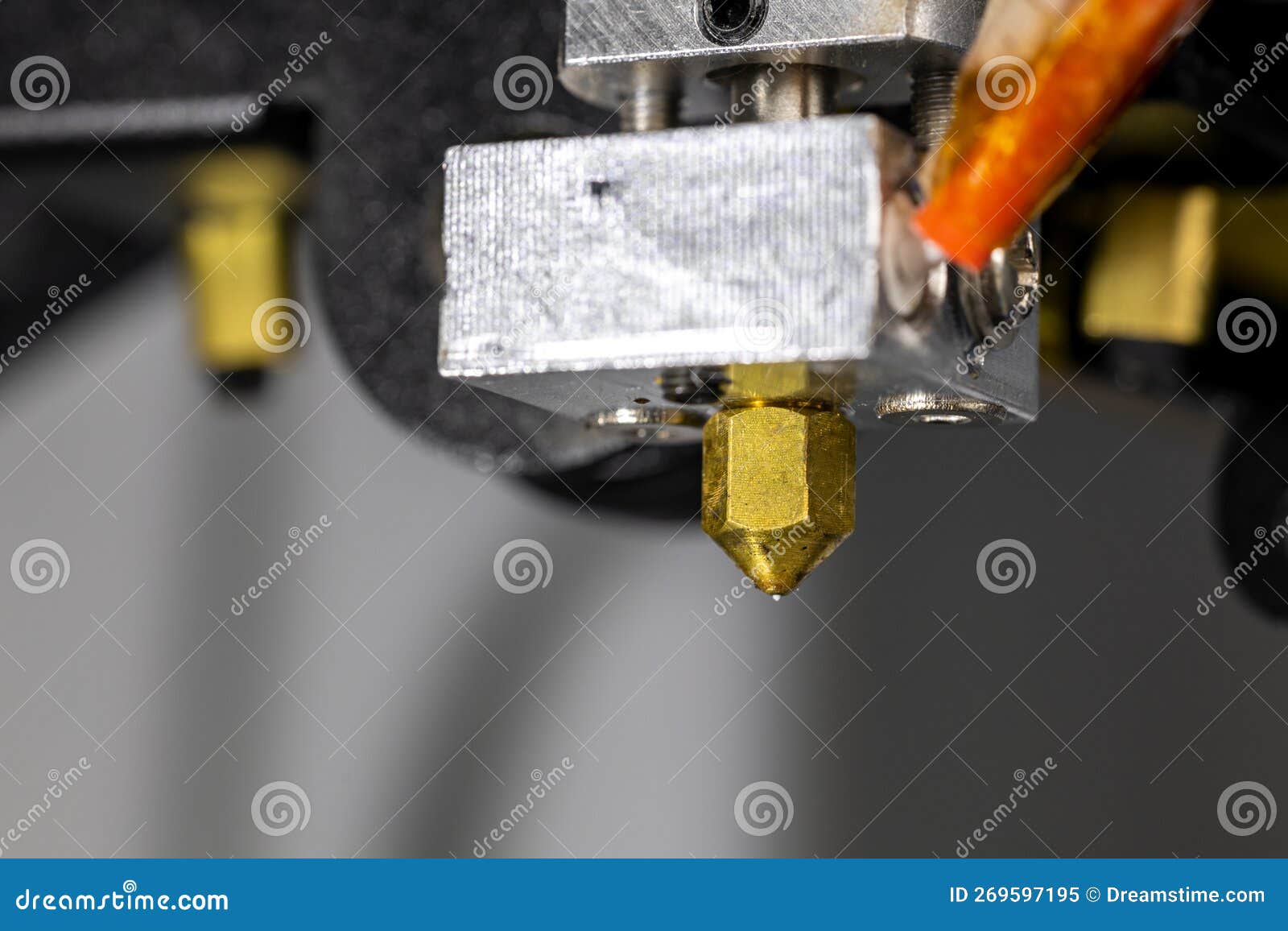 Close-up of a 3D Printer Printhead, Hotend and Extruder from a 3D ...