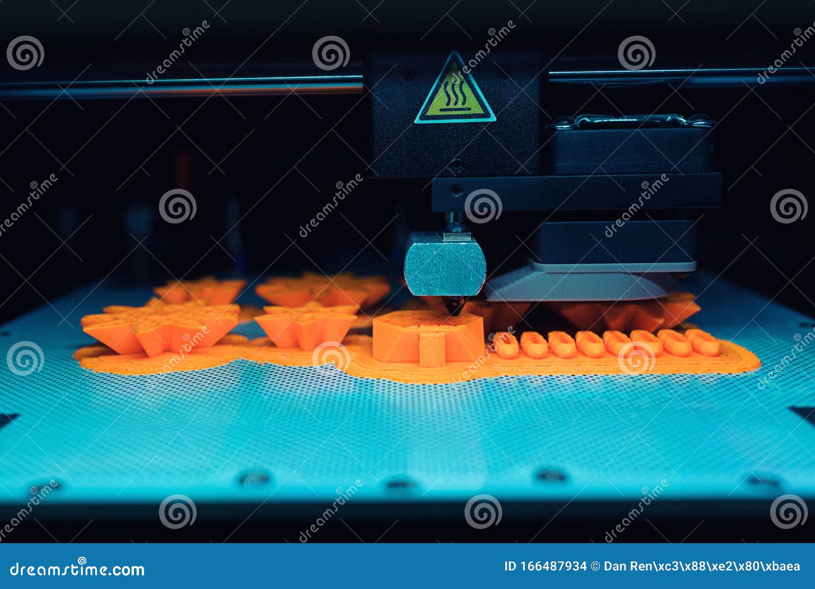 Close Up of 3D Printer while Printing a Three Dimensional Prototype ...