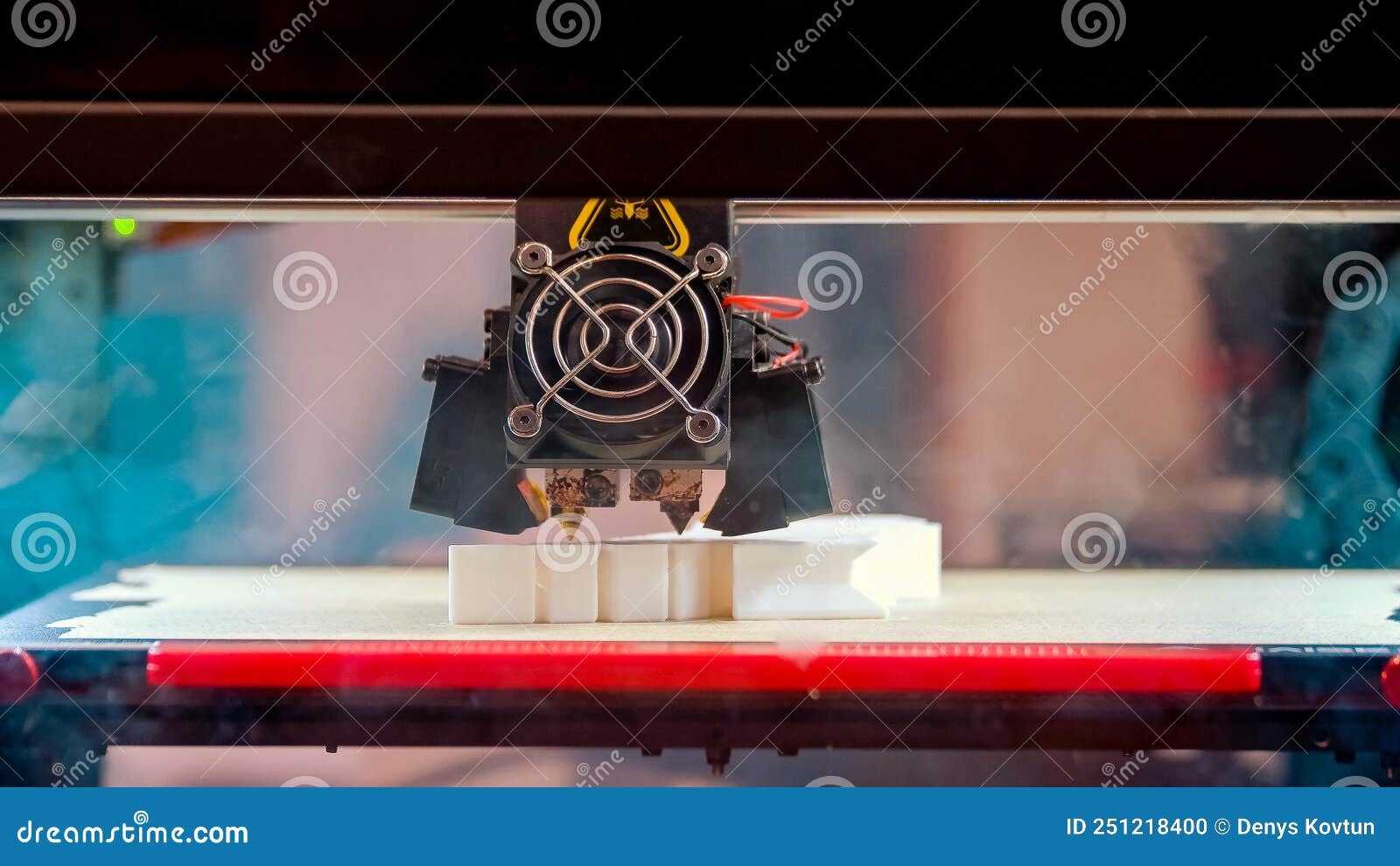 Close-up of 3d Printer in Process of Creating Some White Shape Figure ...