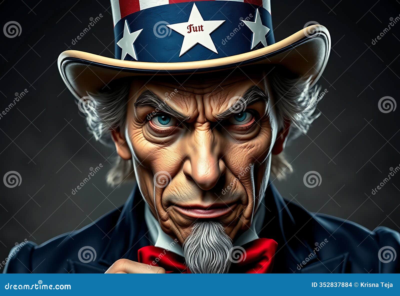 Stern Uncle Sam Portrait Detailed 3D Render Dark Background Stock ...