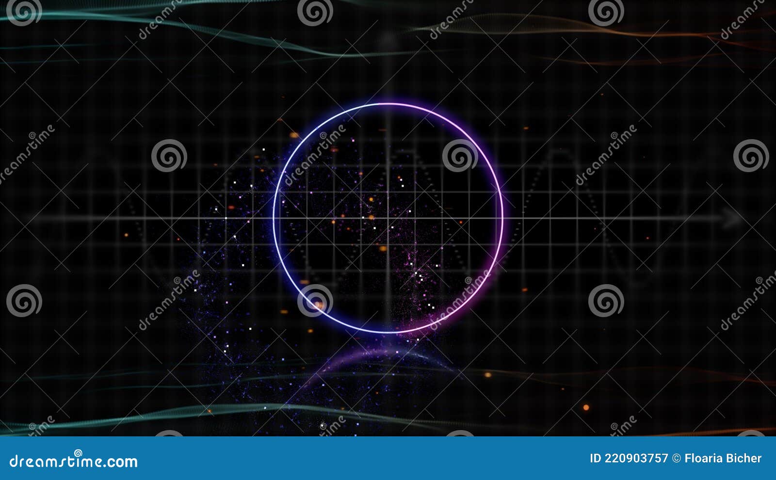 Close Up 3d Rendering Shot of Sine Wave and Circle. Stock Illustration ...