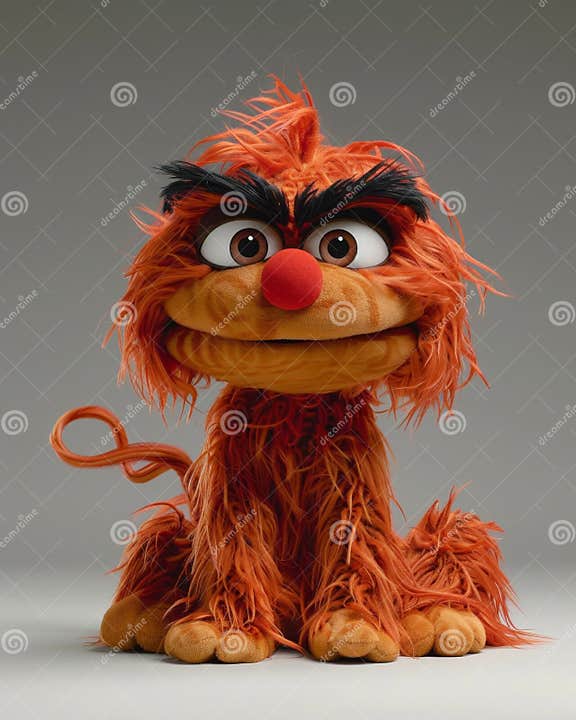 Close-up 3D Rendering Style of a Cute and Cuddly Orange Monster Puppet ...