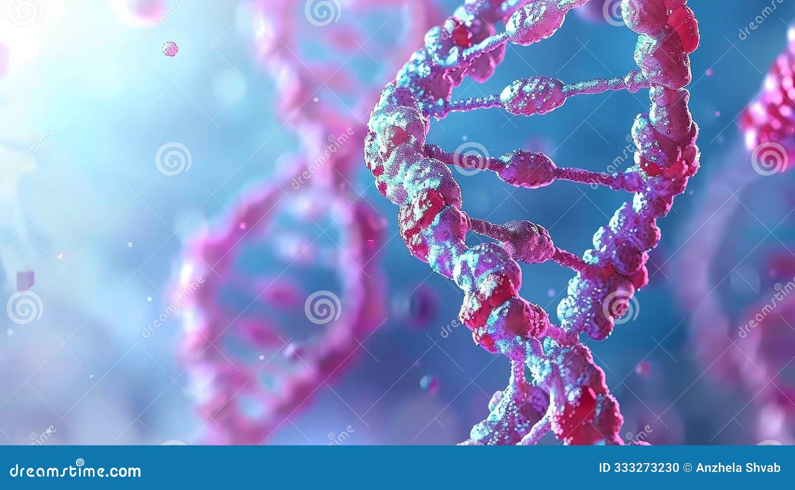 Close Up 3d Structure of DNA Molecule Double Helix Chain, Genetic ...