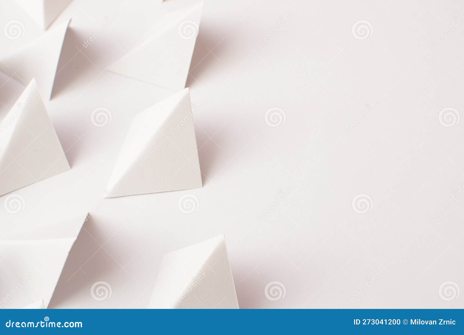 Close Up 3d White Triangle Shapes on White Background with Empty Space ...
