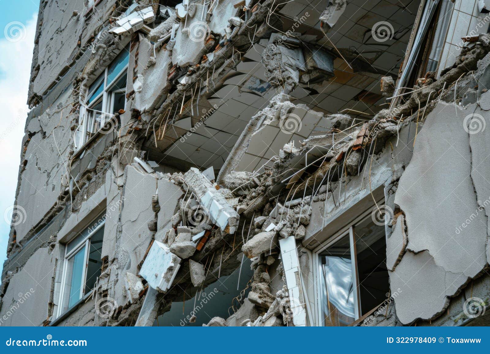 Close-up of a Damaged Building after a Disaster or Earthquake Stock ...