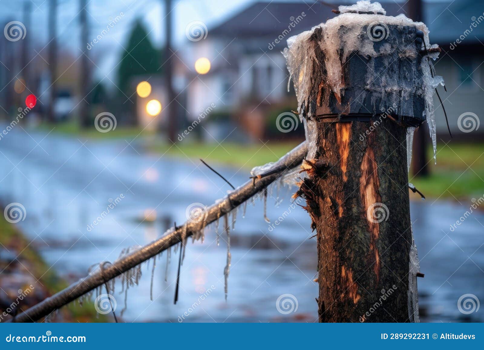 Close-up of Damaged Electrical Pole after Storm Stock Image - Image of ...