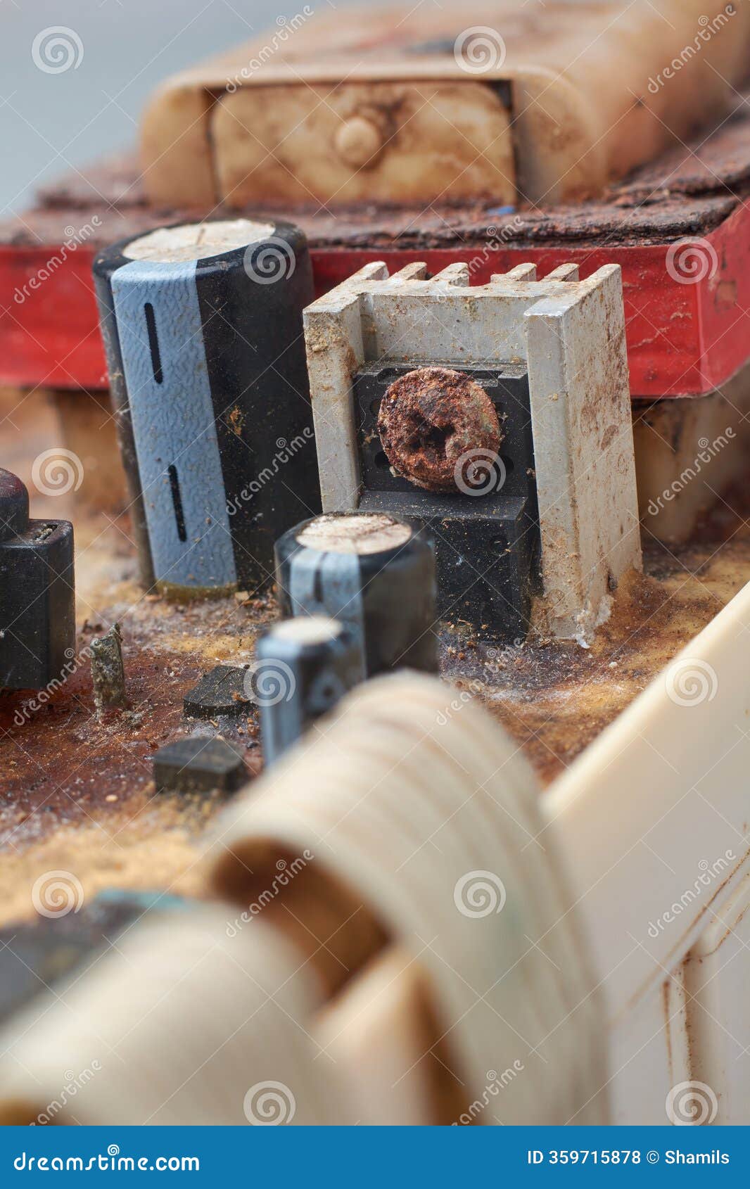 Close-up of Damaged Electronic Components Stock Photo - Image of rusty ...
