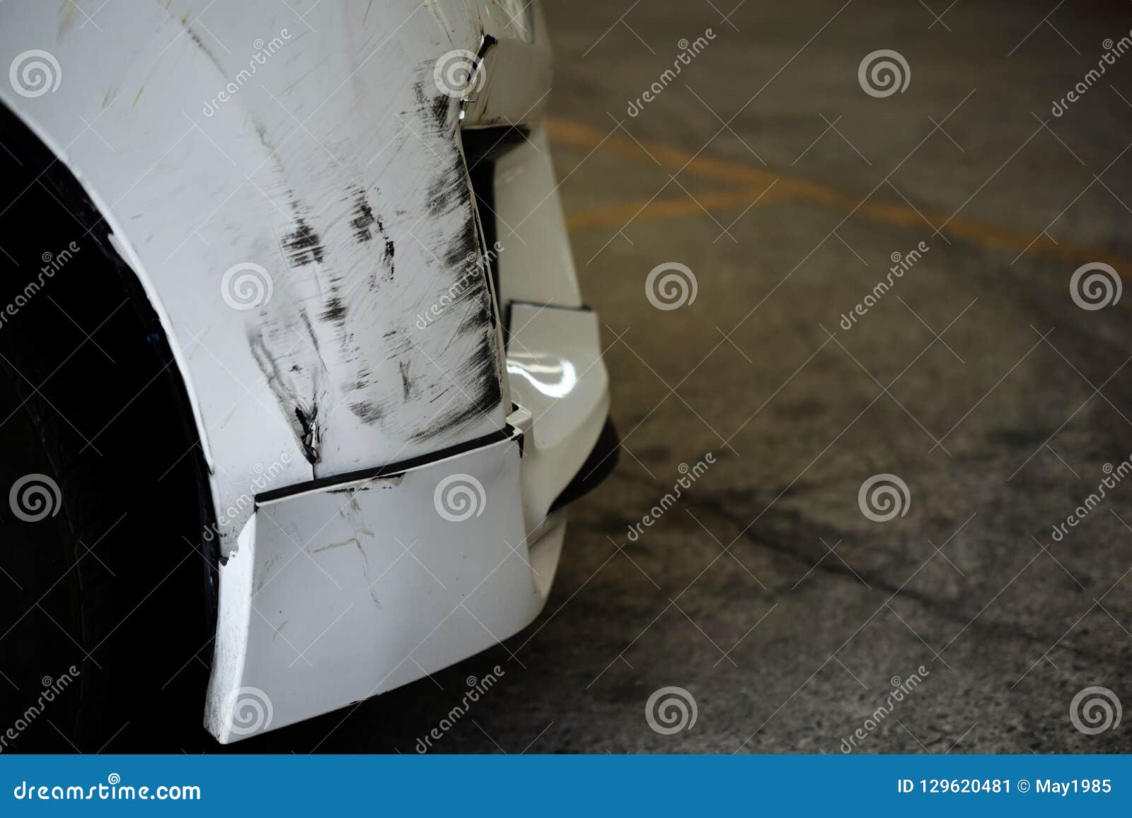 Damaged Scratching on the Front of the White Car Stock Image - Image of ...