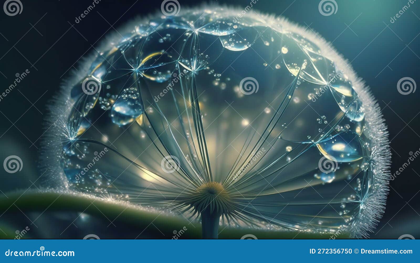 A Close Up of a Dandelion with Water Droplets Stock Illustration ...