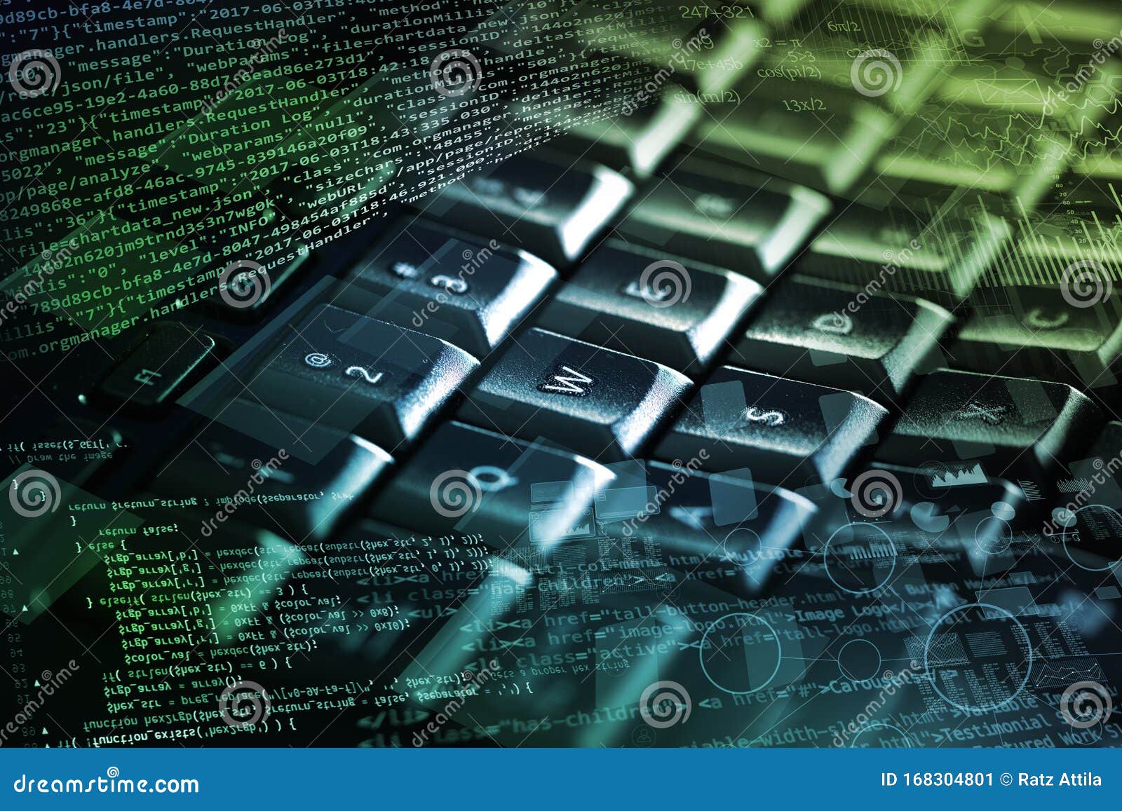 Close-up Keyboard with Coding Concept Stock Image - Image of chart ...
