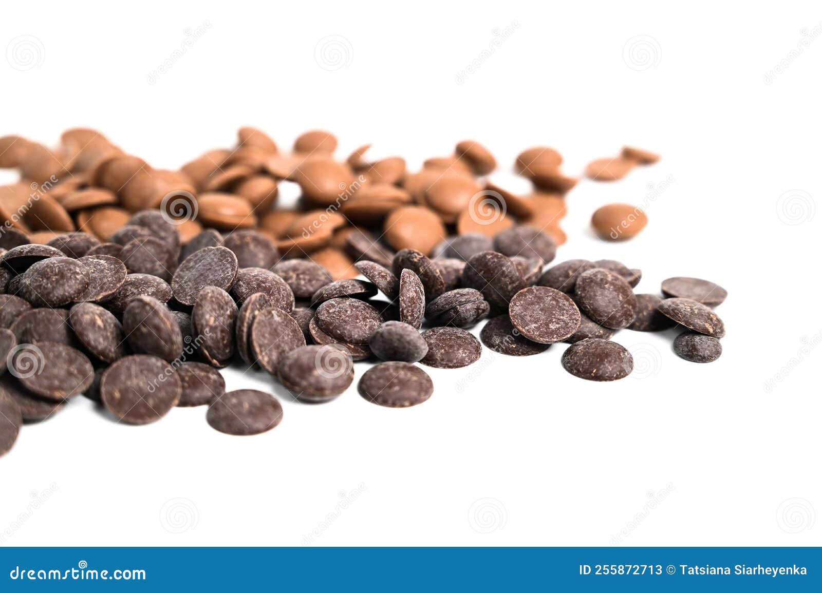 Close Up of Dark and Milk Couverture Chocolate. Chocolate Callets ...