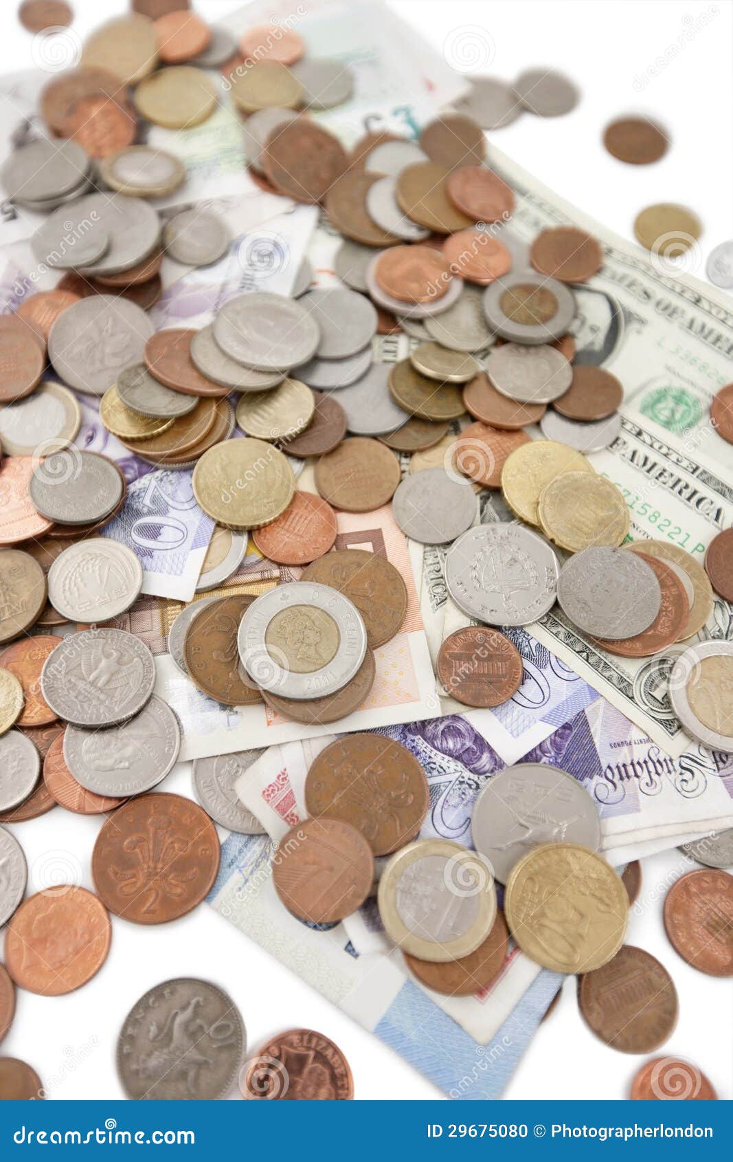 Close-up Das Moedas De Papel E Das Moedas Foto de Stock - Imagem de ...