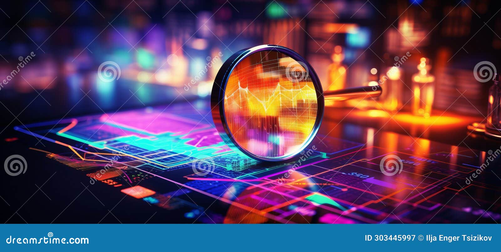 Close Up Data Analysis with Magnifier, Charts, and Graphs on ... Close Up Data Analysis with Magnifier, Charts, and Graphs on ...