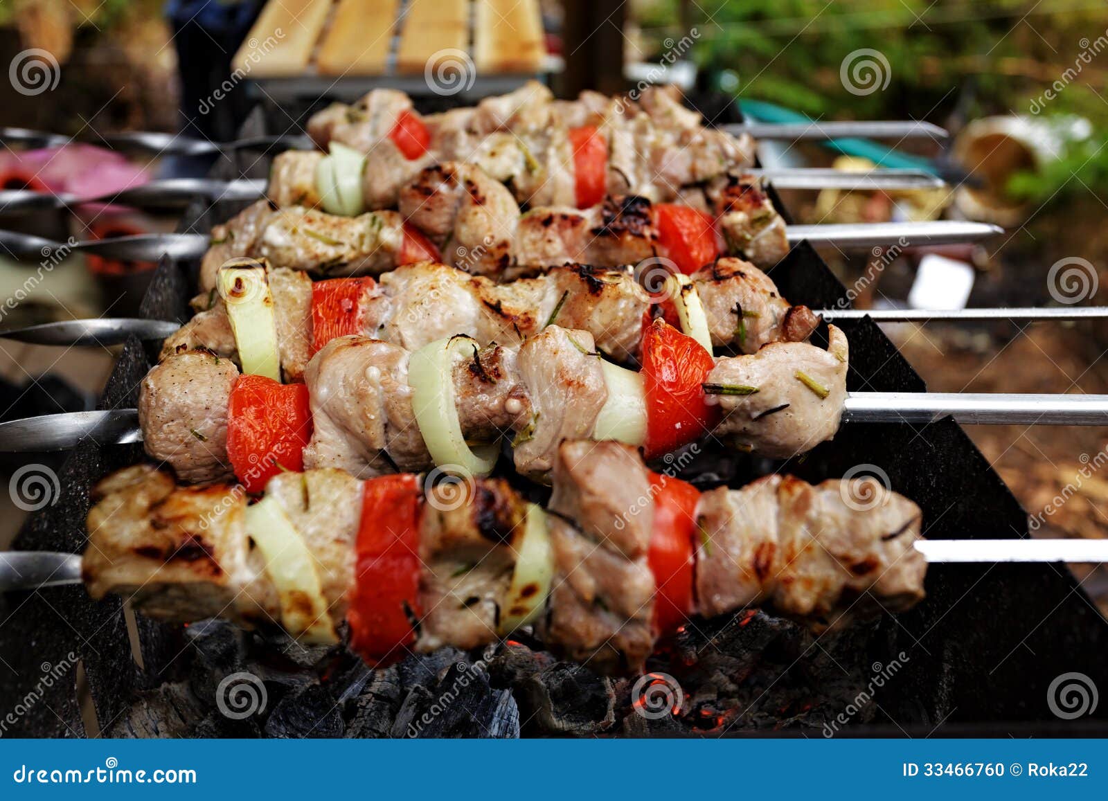 Close up de Shashlik foto de stock. Imagem de marrom - 33466760