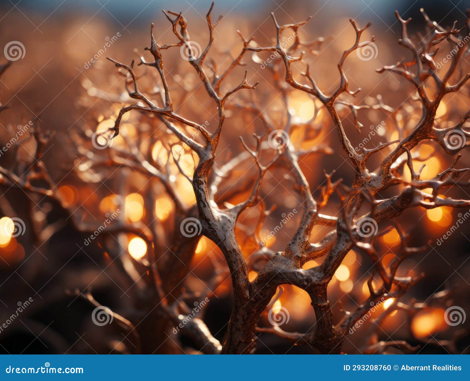 A Close Up of a Dead Tree with Lights in the Background Stock ...
