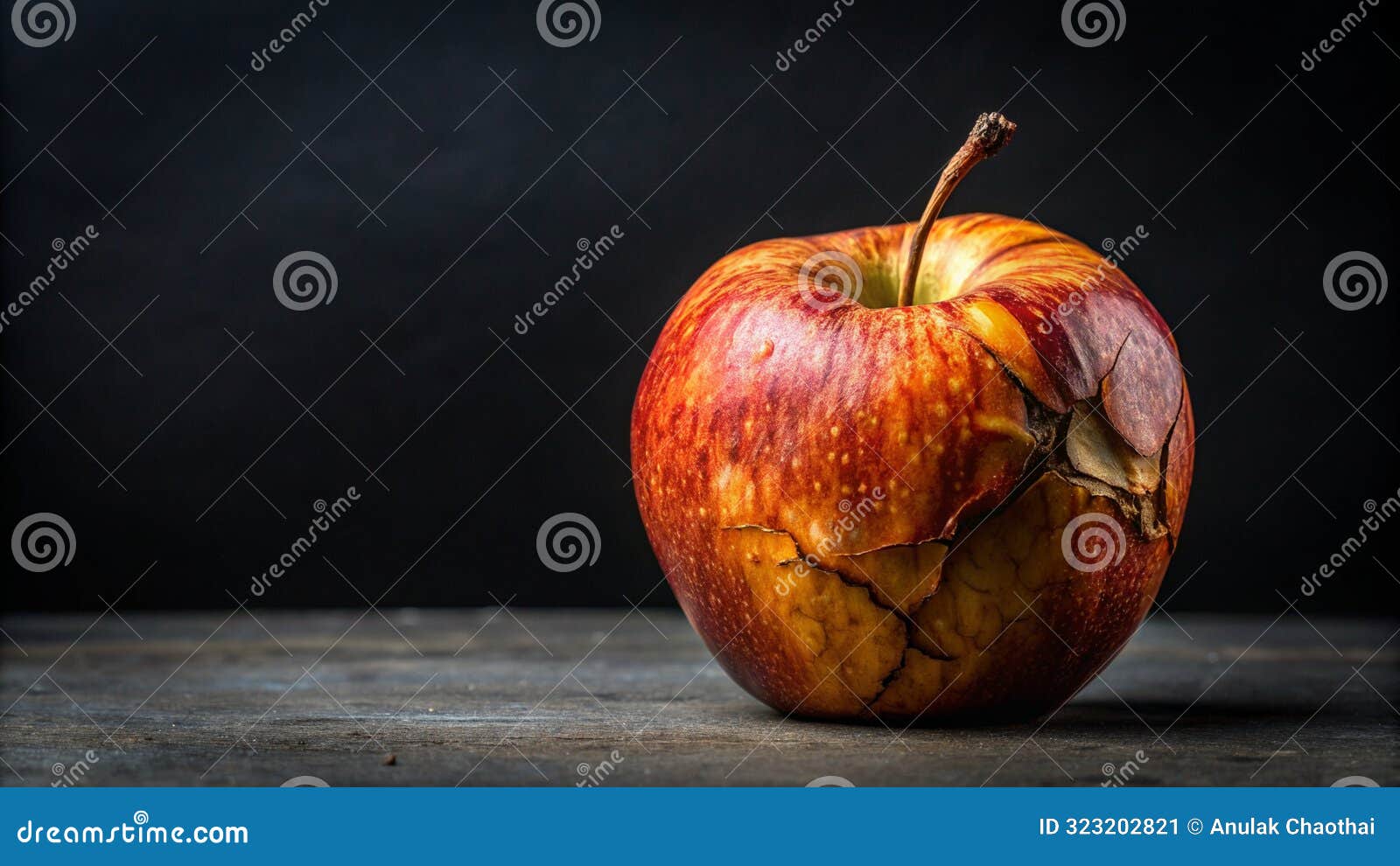 A Close Up Of A Decaying Apple With A Cracked Surface Showcasing The ...
