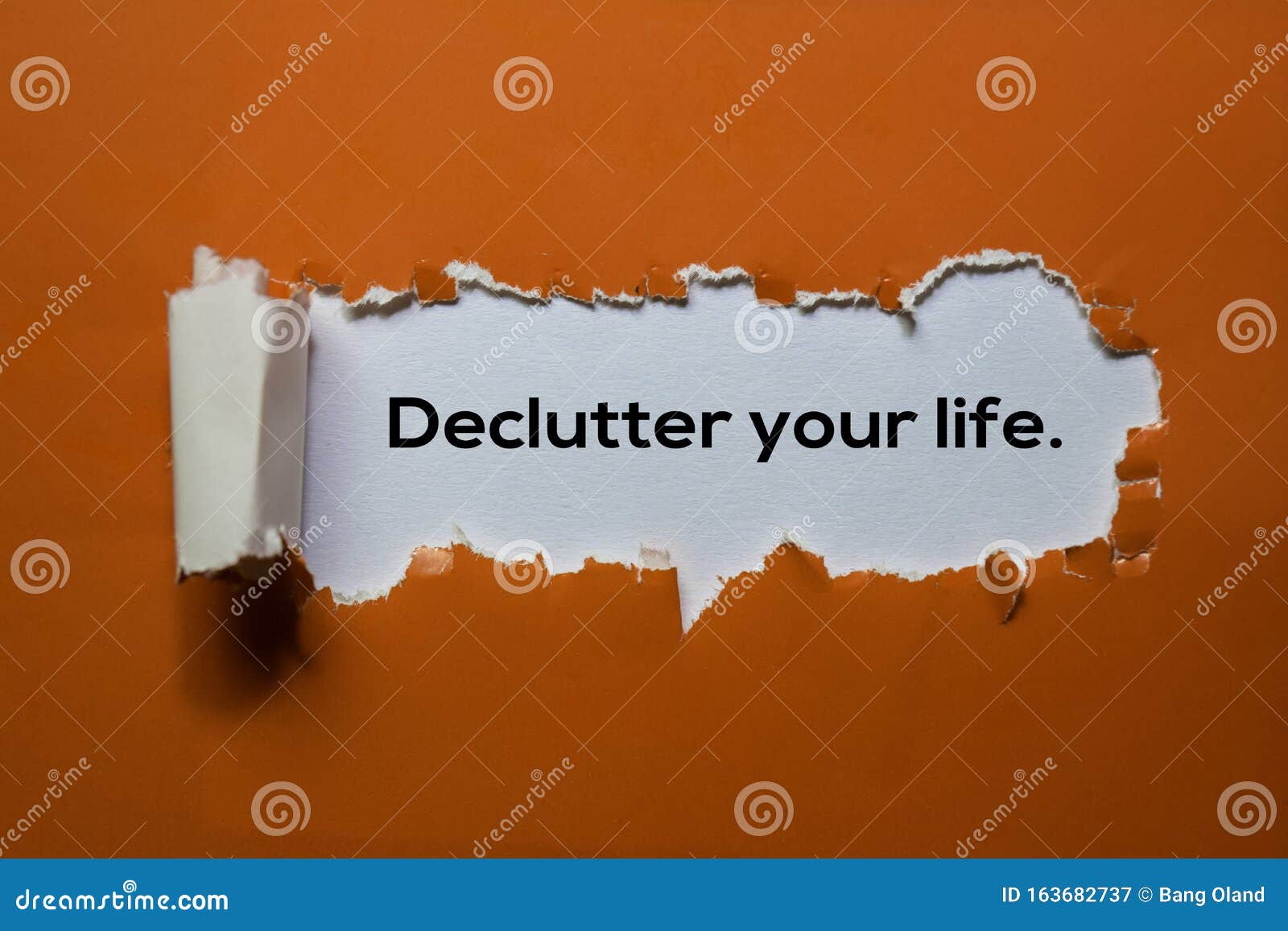 Close Up Declutter Your Life Written in Red Torn Paper Stock Image ...