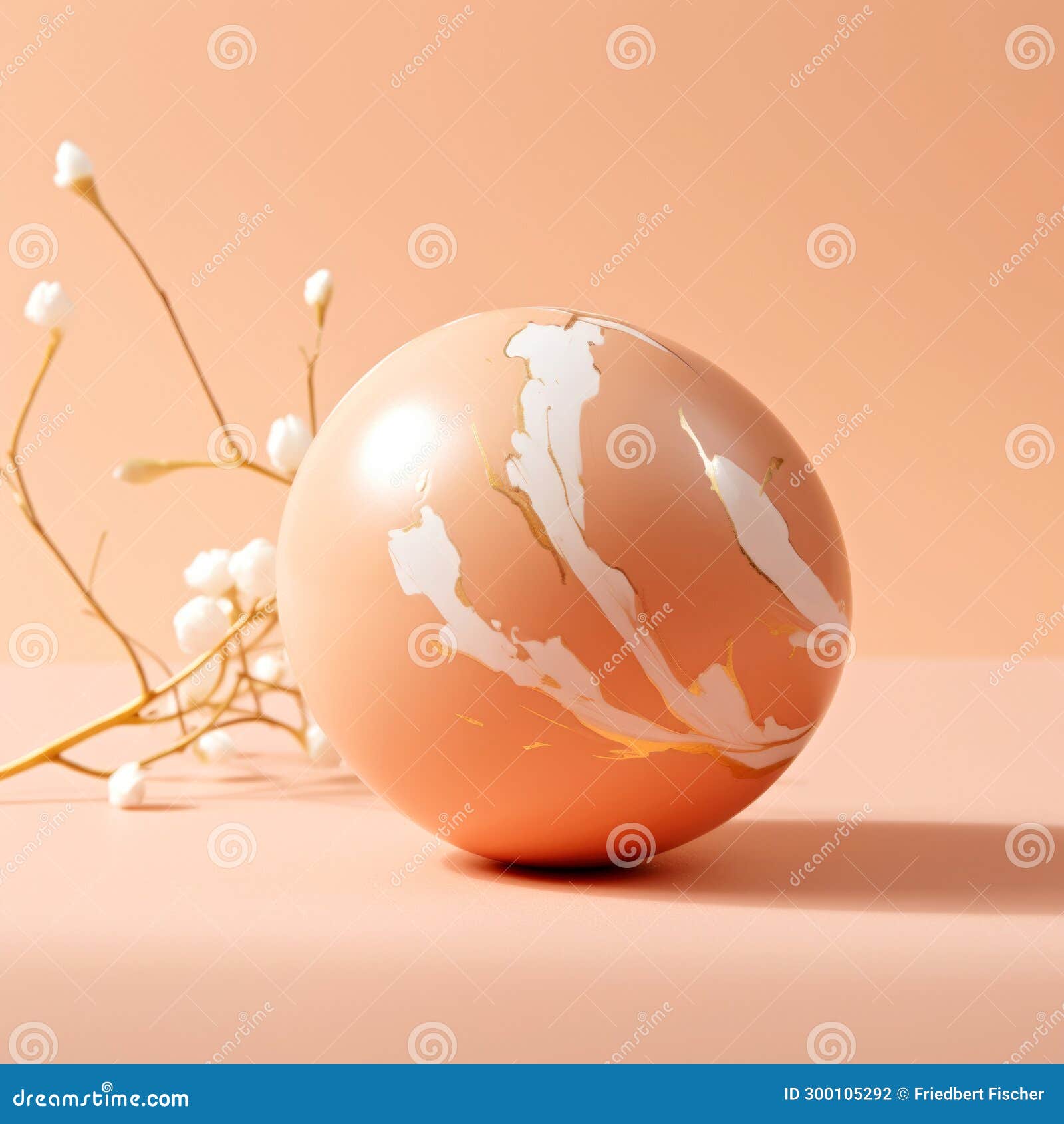 A Close Up of a Decorated Easter Egg on a Table, Peach Fuzz, Color of ...