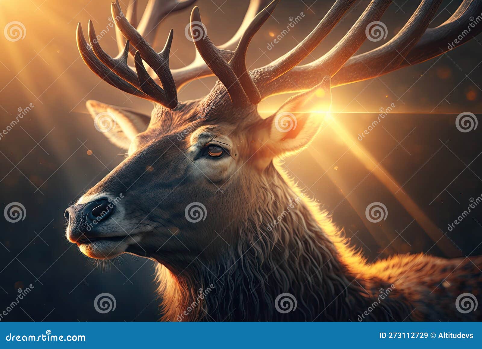 Close-up of Deer S Face, with Sun Shining Behind it Stock Image - Image ...
