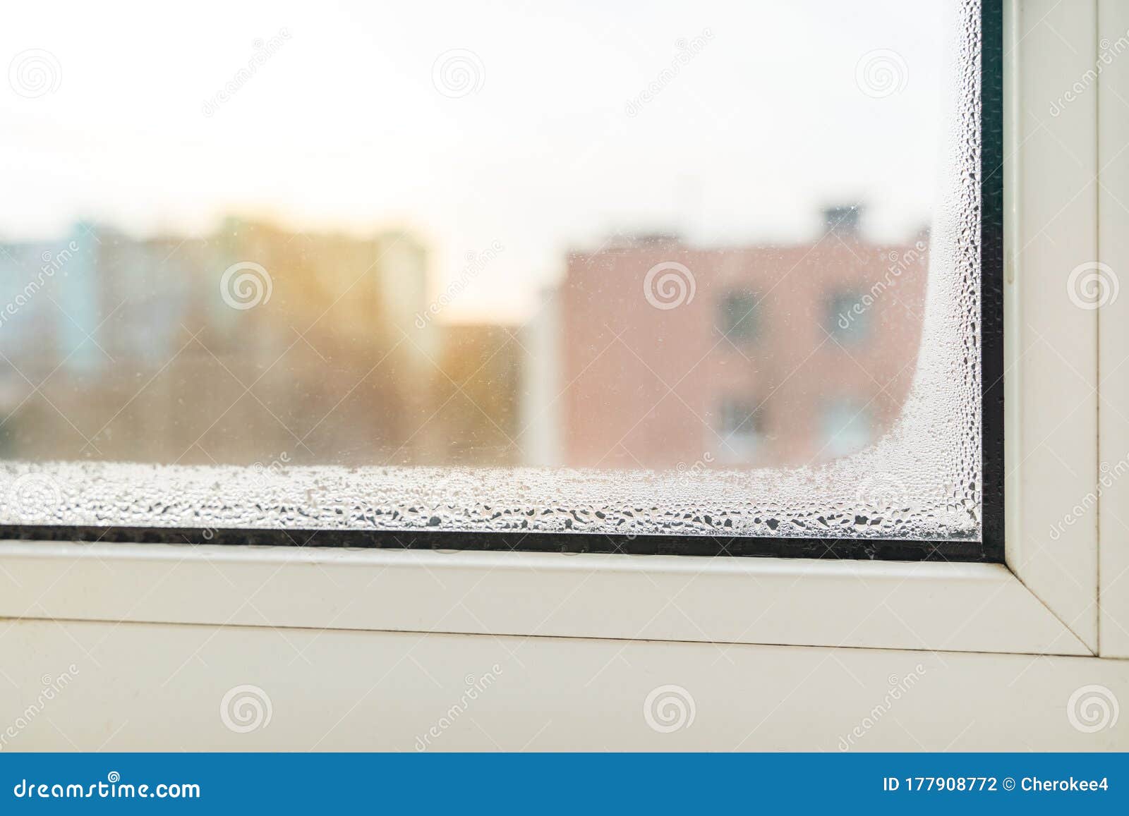 Close Up of a Defective Plastic Window with Condensation. Poor ...