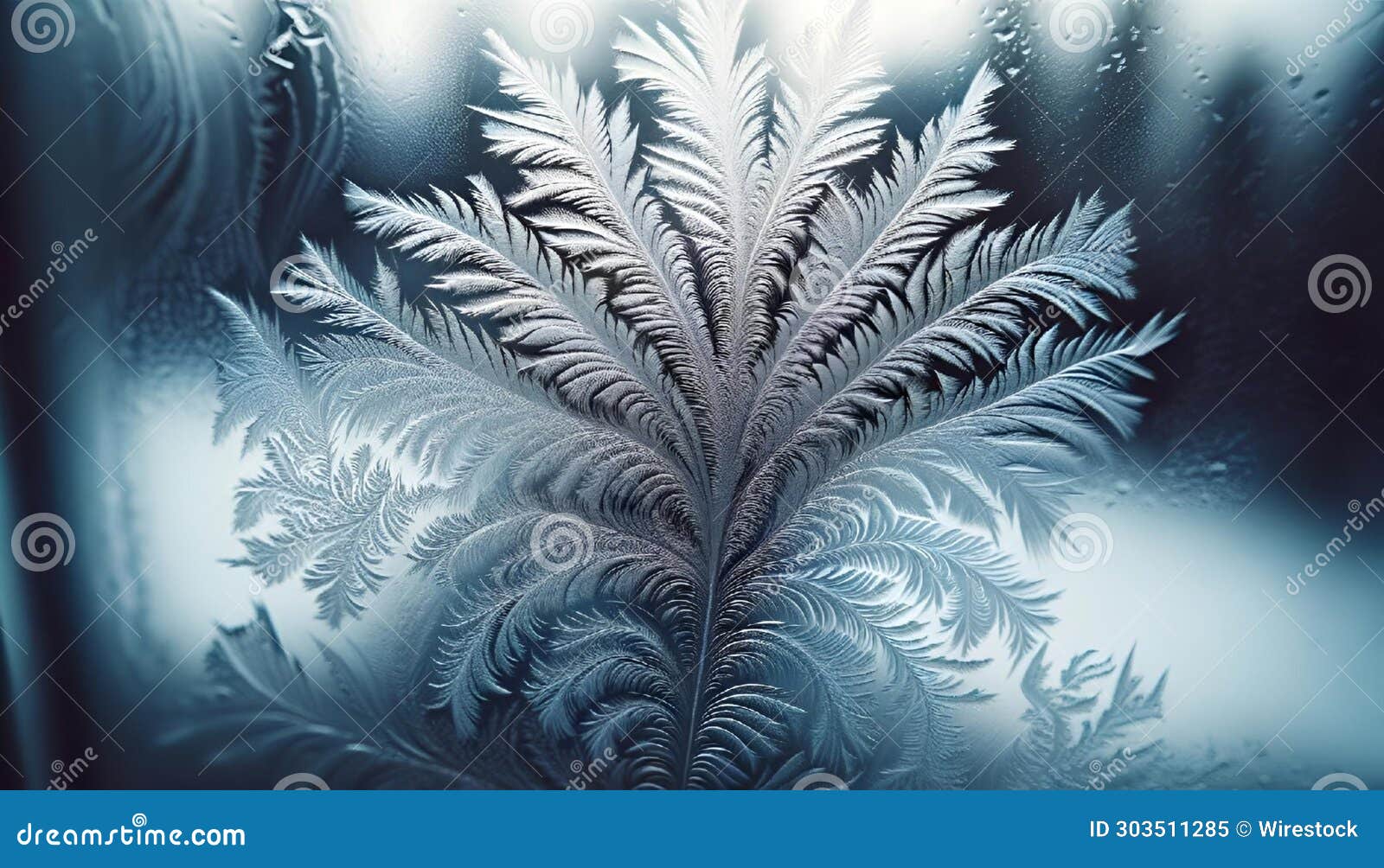 A Close-up of a Delicate, Feathery Structure of the Frost, Forming ...