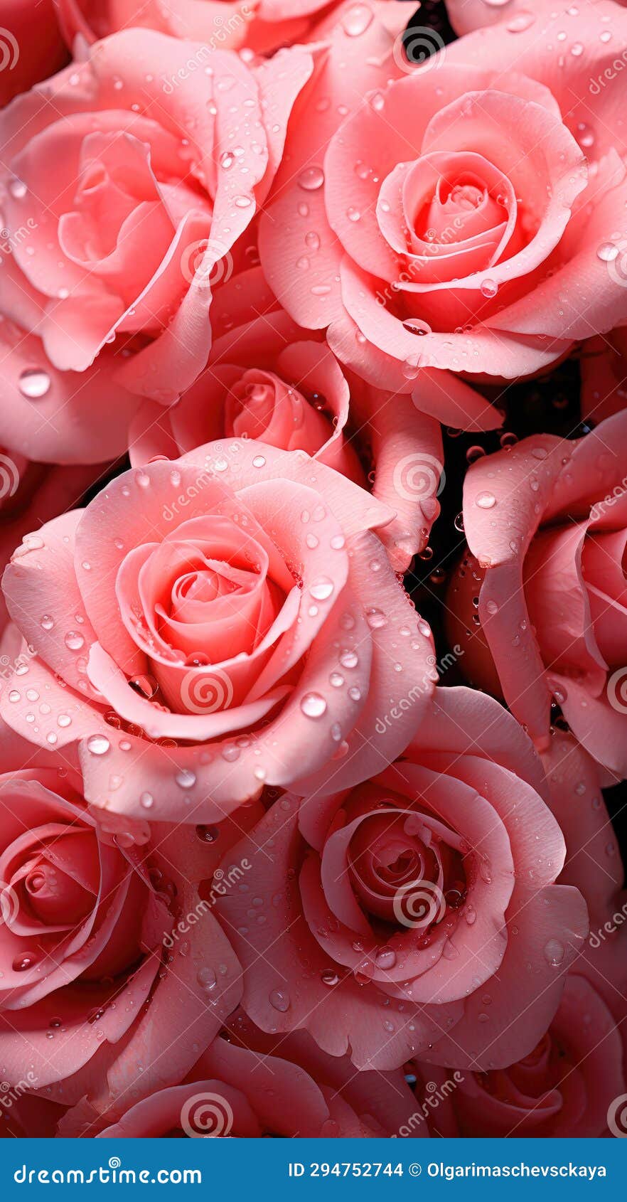Close-up of Delicate Pink Roses with Dew Drops, Background Stock ...