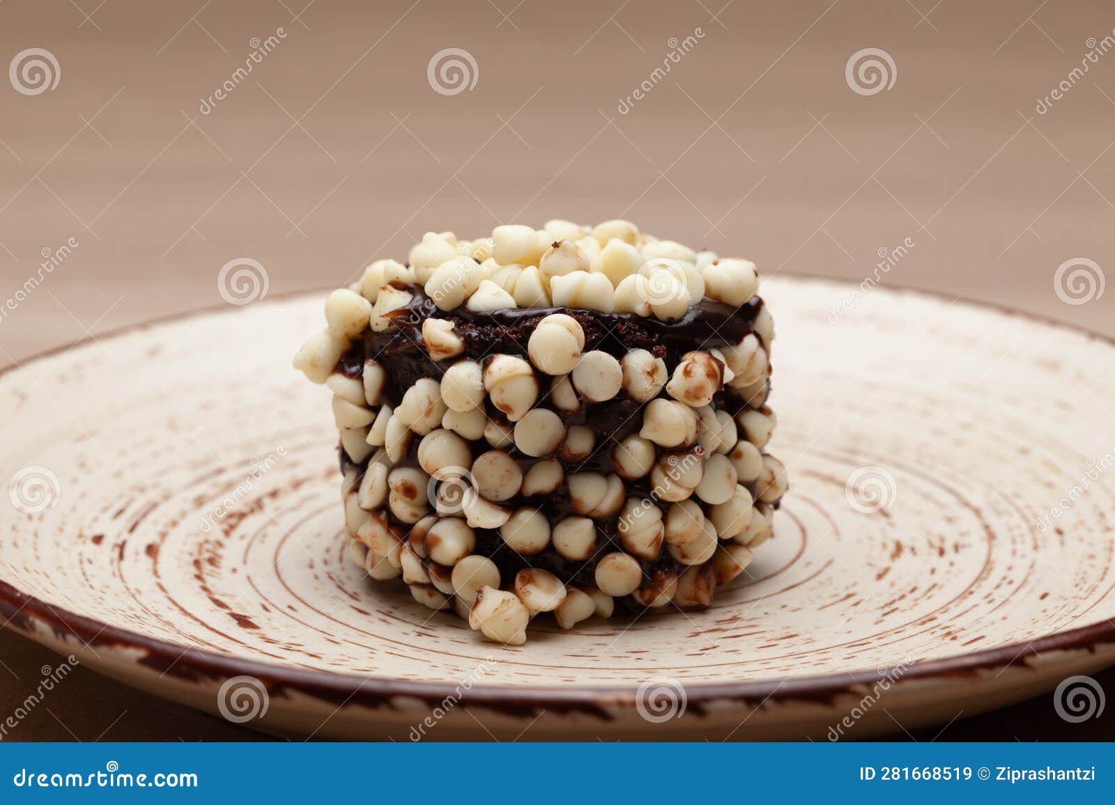 Close-up of a Delicious Chocolate Pastry Decorated with Lots of White ...