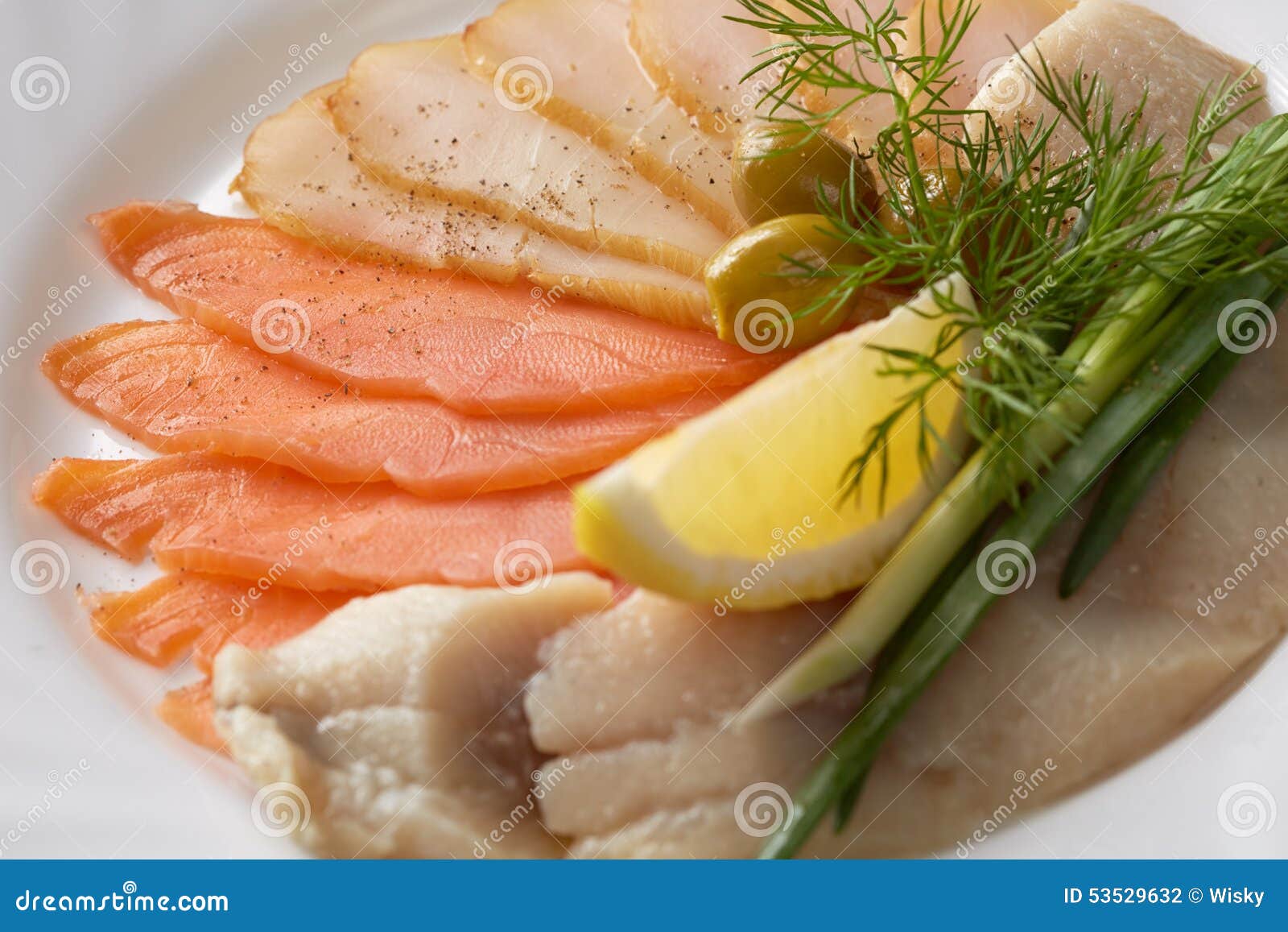 Close-up of Delicious Fish Slicing with Greenery Stock Photo - Image of ...