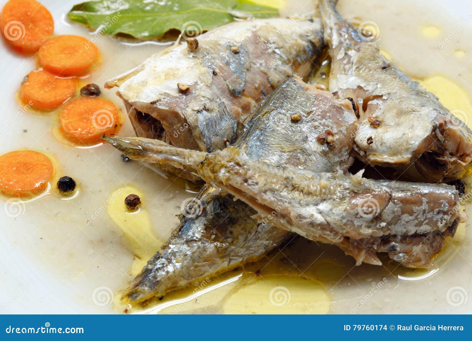 Close Up of Delicious Marinated Mackerel with Olive Oil. Selective ...