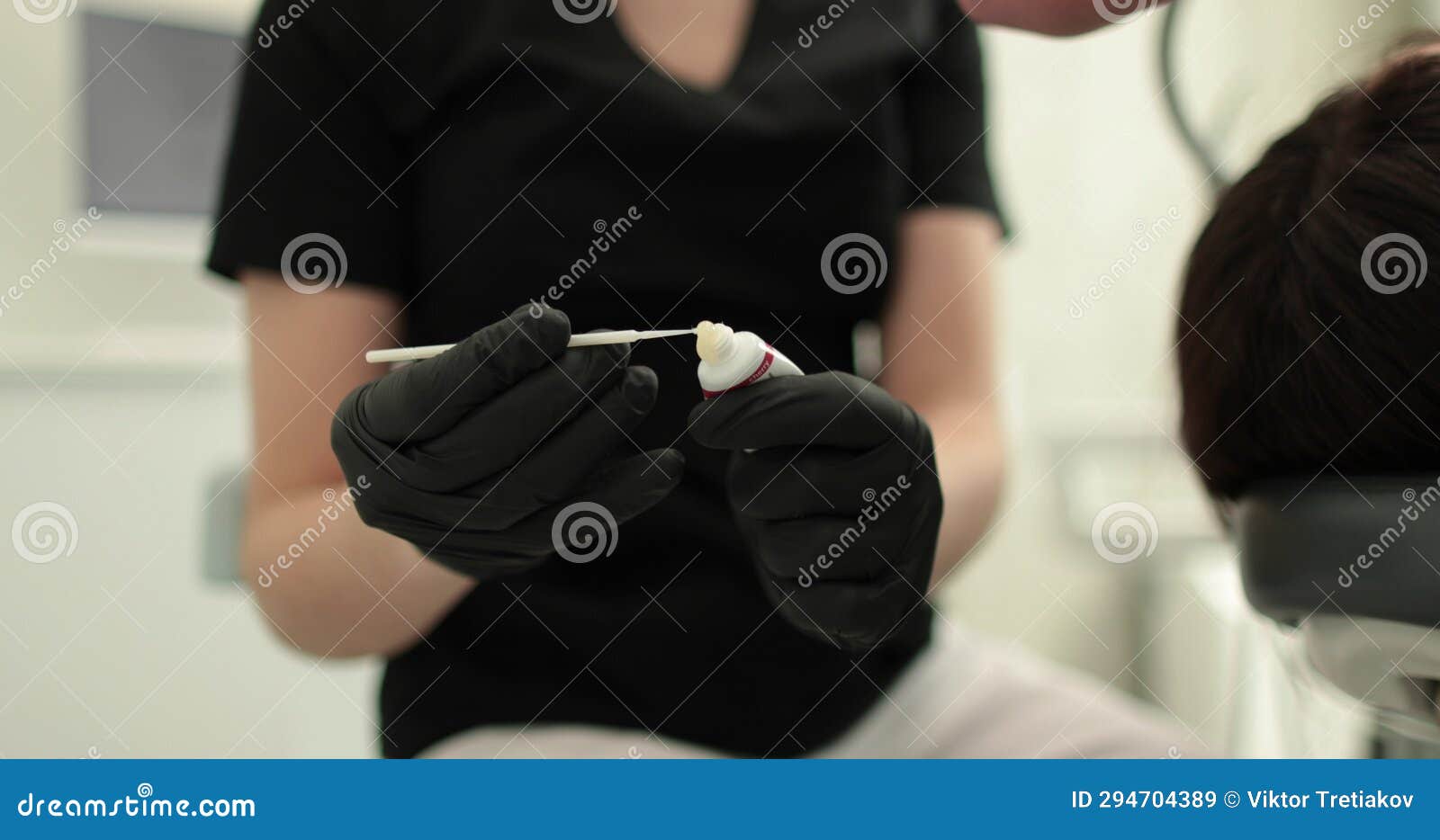 Close-up of Dentist S Hands Holding Dental Tools and Toothpaste. Stock ...
