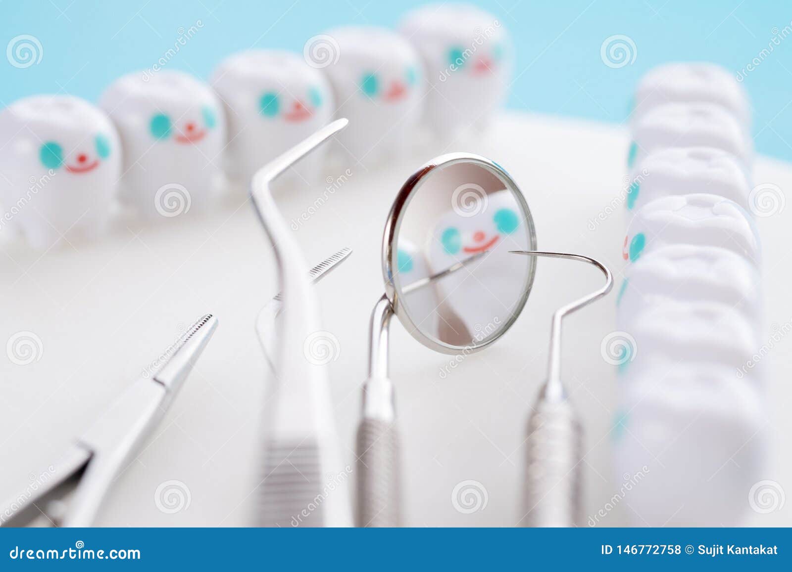 Dentist Tools and Smile Teeth Model. Stock Photo - Image of teeth ...