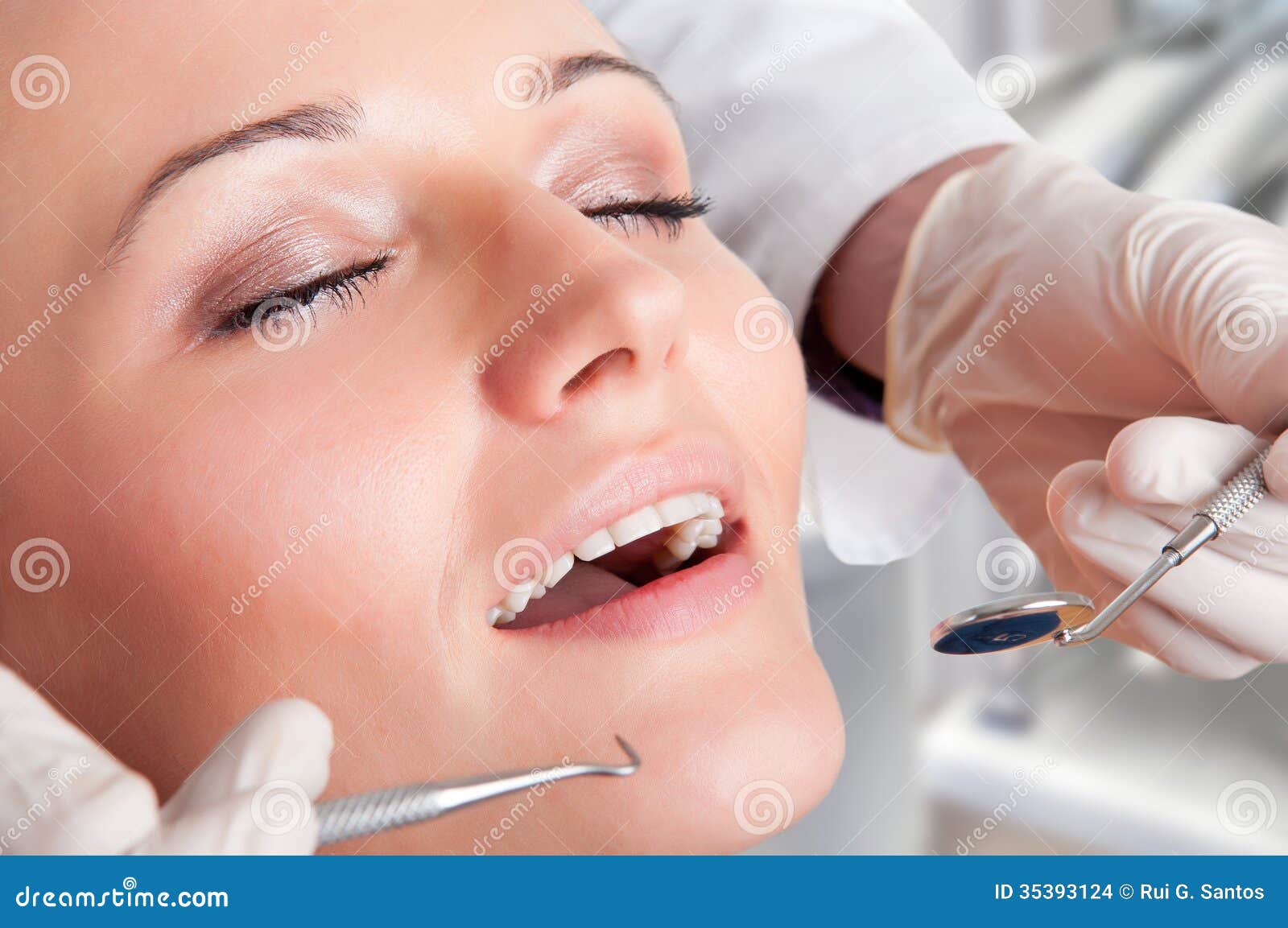 Close-Up of a Dentist at Work Stock Photo - Image of patient, hands ...