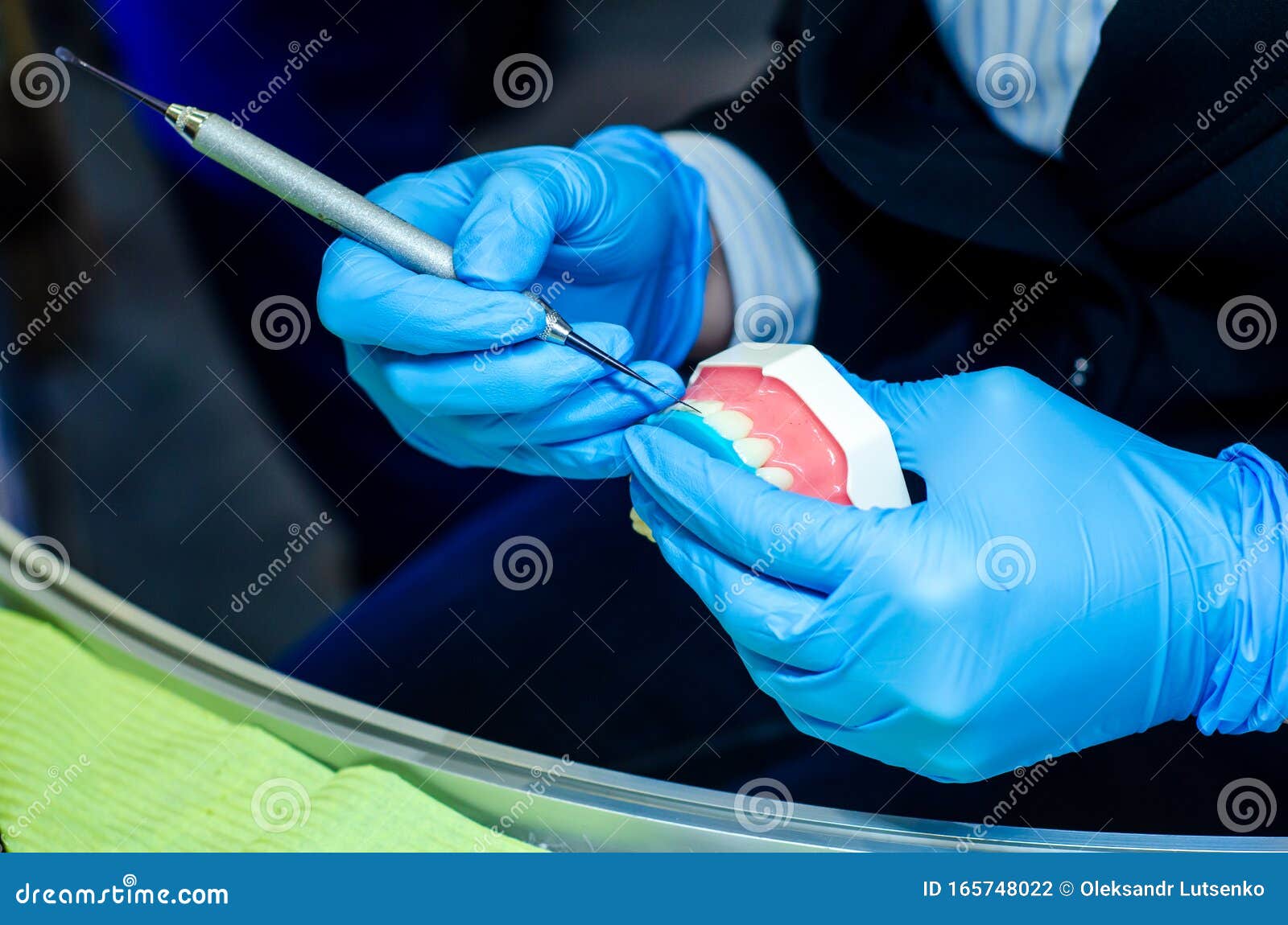 Close-up of Denture Manufacturing Process. Tooth Reconstruction Stock ...