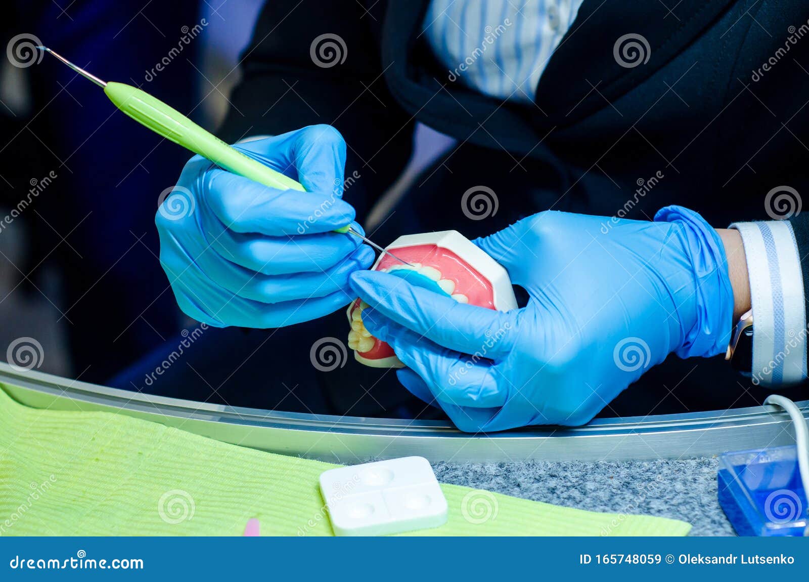 Close-up of Denture Manufacturing Process. Tooth Reconstruction Stock ...