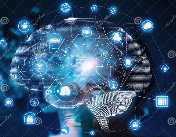 Intelligence Featuring Elements Like Brain Imagery, Analytical Symbols ...