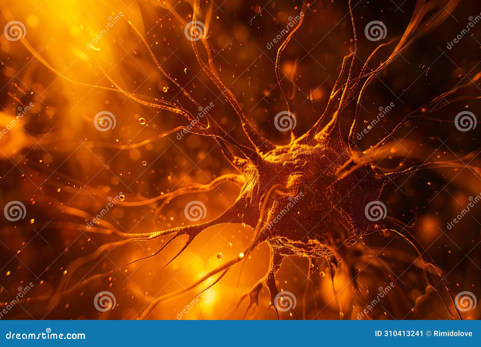 A Close-up Depiction of a Neuron with Synapses Firing, Highlighting ...