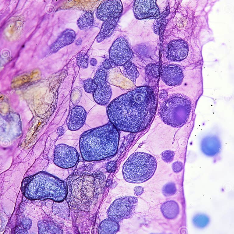 Close Up of Dermatological Test Sample Showing Cellular Structures and ...