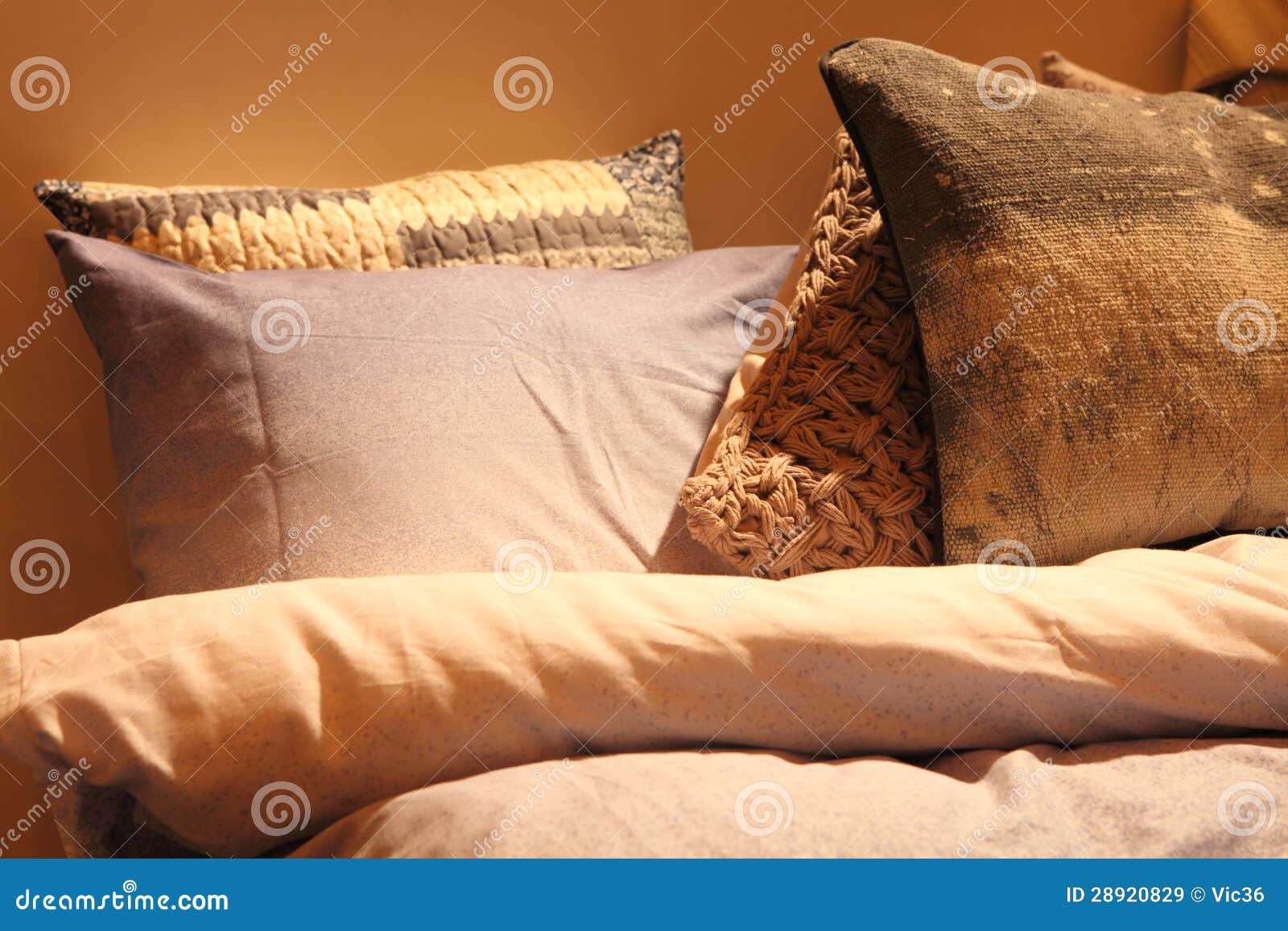 Close-up of Designer Bedding Stock Image - Image of mattress, beige ...