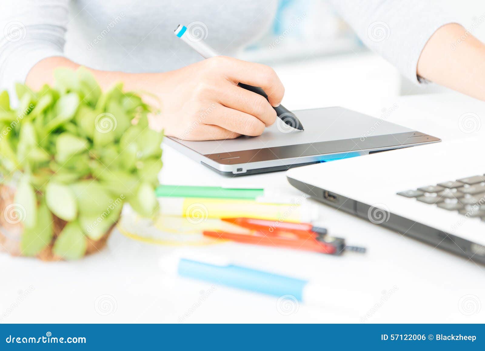 Close Up Designer Using Graphic Tablet Design Stock Photo - Image of ...