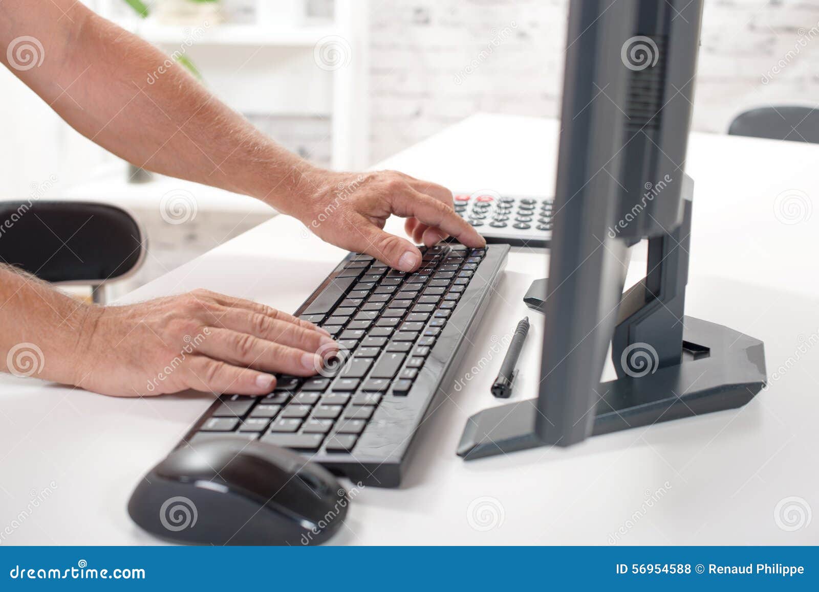 Close Up of a Desktop Computer Stock Photo - Image of office, hands ...