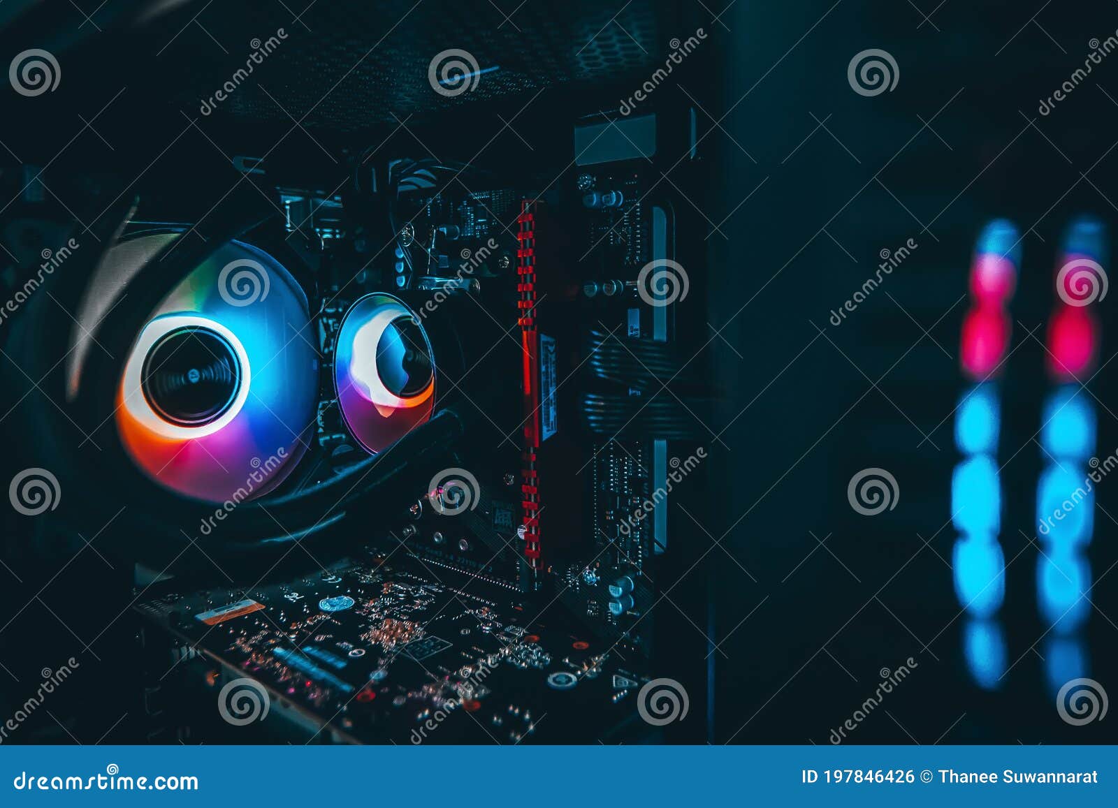 PC Gaming and Water Cooling Cpu with LED RGB Light Show Status on ...