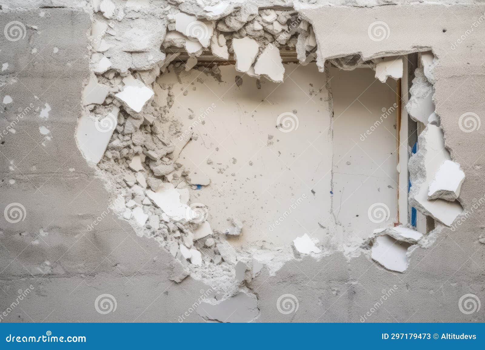 Close Up of Destroyed Drywall Section Stock Image - Image of material ...