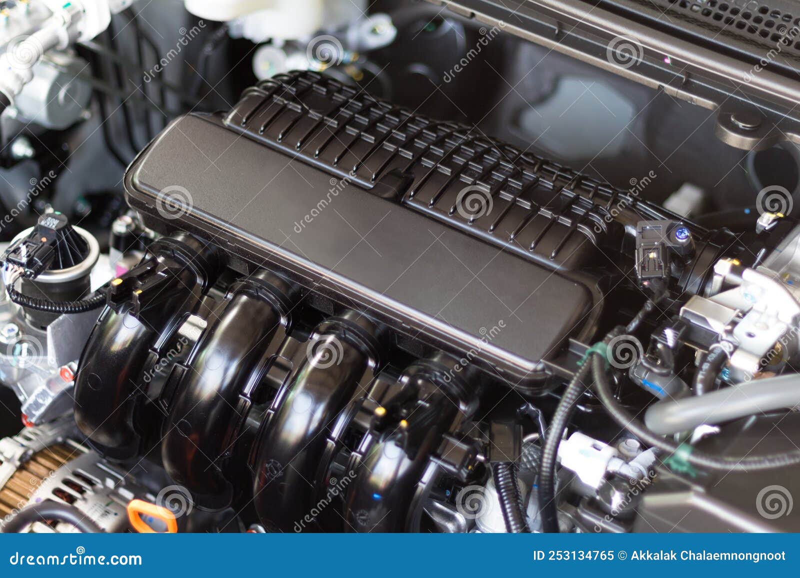 Close Up Detail of Car Engine with Internal Design of Engine Stock ...