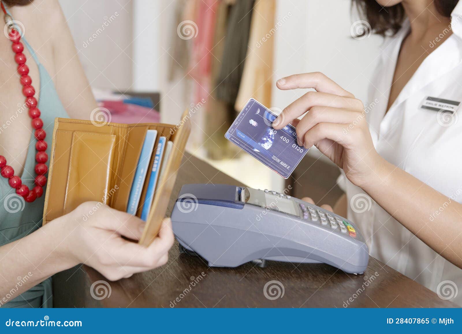 Close Up Detail of Client Making Payment by Counter Stock Image - Image ...