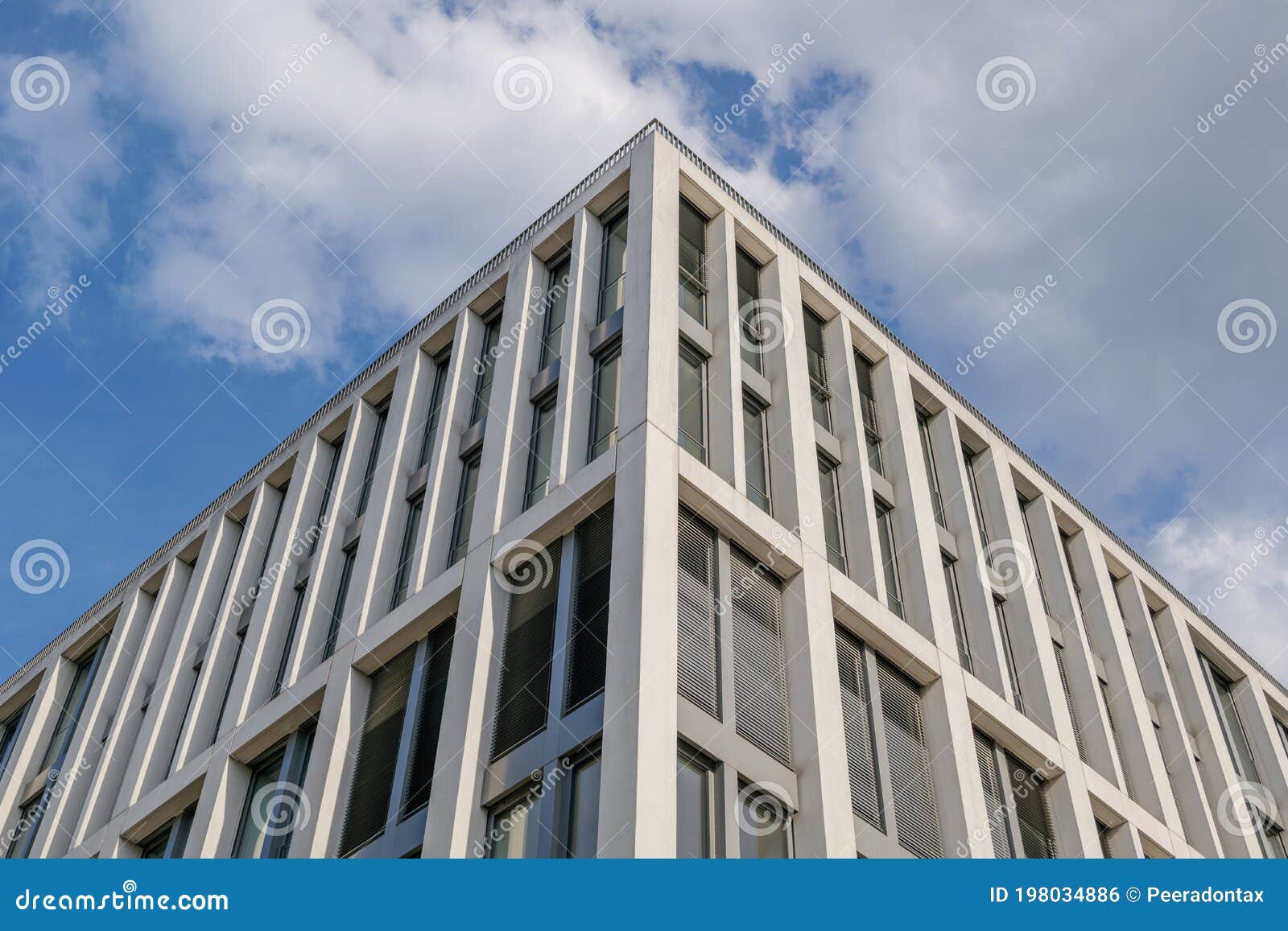 Exterior Detail at Corner of White Cladding Facade. Stock Photo - Image ...