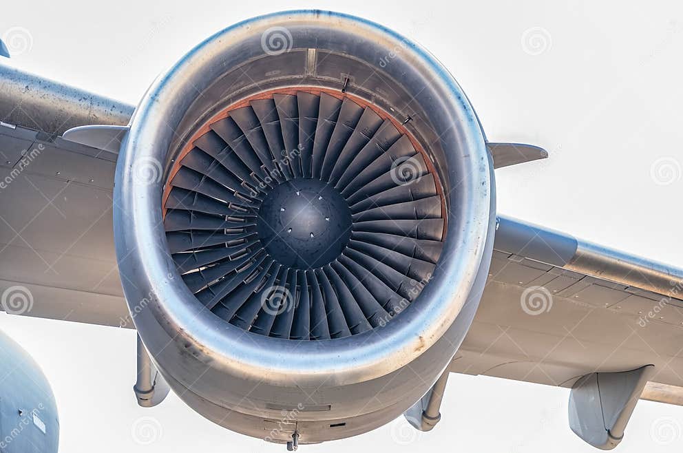 Close Up Detail with a Large Jet Engine Stock Photo - Image of turbine ...